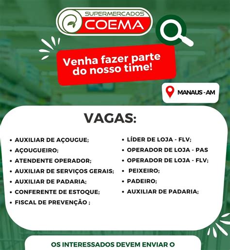 Supermercado Coema Abre Vagas De Empregos Para V Rios Cargos