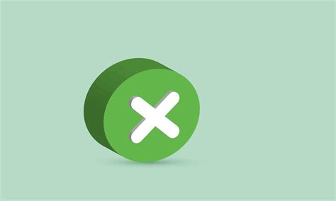 Illustration Realistic Green Cancel Cross Icon Over White Modern 3d