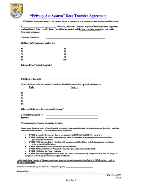 Fillable Online Fws U S Fish And Wildlife Service Form 3 2333 Privacy