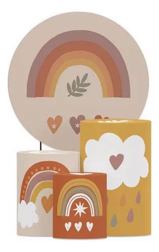 Kit Capas Cilindro Arco Ris Painel Redondo Sublimado Parcelamento
