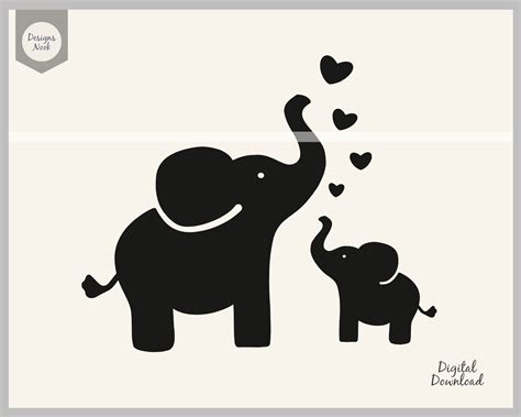 Mother And Baby Elephant Svg Cute Elephant Baby Shower Cut File Mom