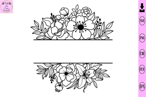 Floral Split Monogram Svg Flower Svg