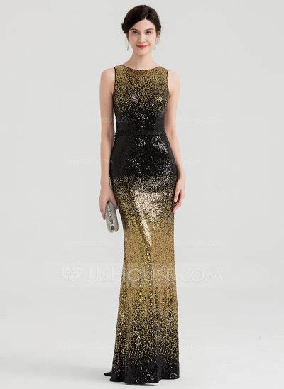 Trumpet Mermaid Scoop Neck Floor Length Sequined Evening Dress With