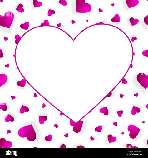 Cadre coeur bordure vide arrière plan amour avec coeurs roses confetti