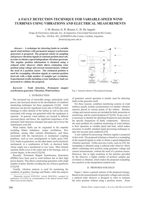 pdf a fault detection technique for variable speed wind turbines using vibrations and