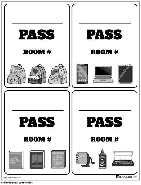 Customizable Hall Passes Storyboard By Templates