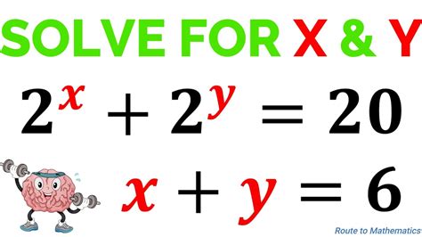 solve system of equation for x and y involving exponential equation math olympiad question youtube