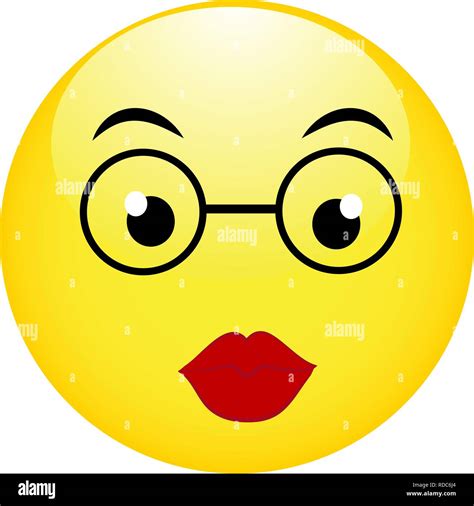 Cute Smiling Emoticon Wearing Eyeglasses Emoji Smiley Vector Illustration Stock Vector Image
