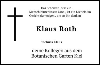 Traueranzeigen Von Klaus Roth Trauer Anzeigen De