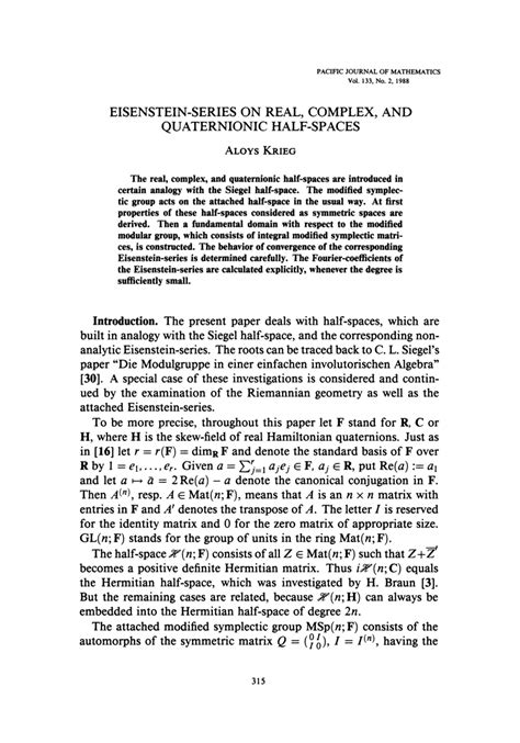 pdf eisenstein series on real complex and quaternionic half spaces