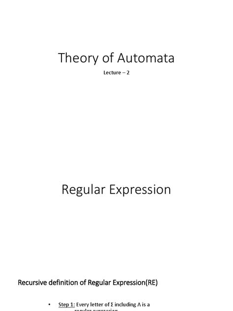 theory of automata lecture 2 pdf regular expression formalism deductive