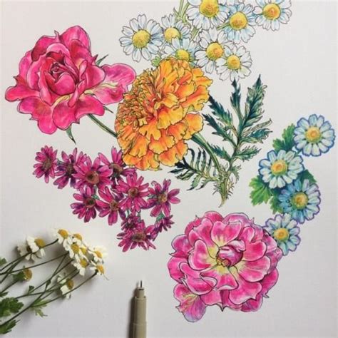 Noel Badges Pugh Floral Back Tattoos Flower Painting Art Painting