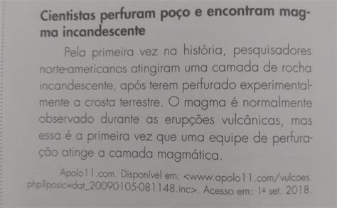 Leia O Trecho Da Reportagem A Seguir E Responda Que Tipo De Rocha Ser