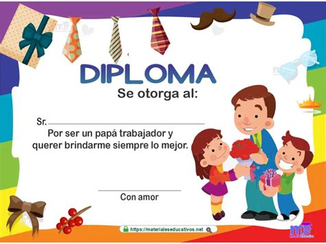 Diplomas Día del padre modelo 6 Editable en PPT Materiales Educativos