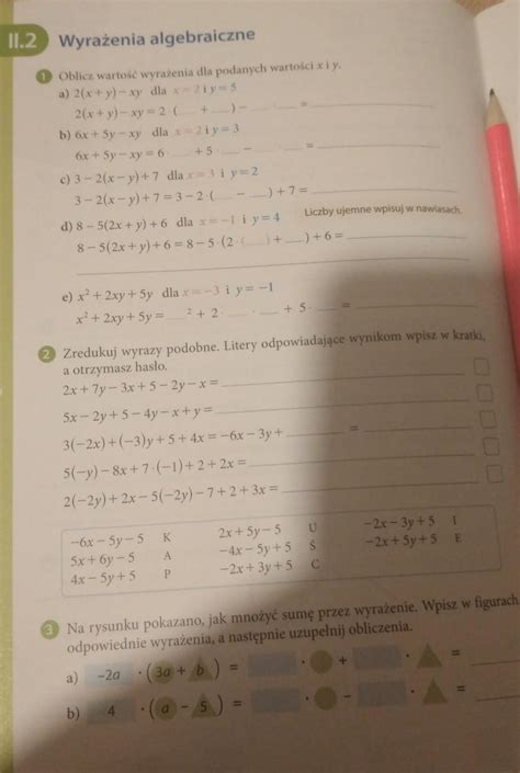 Oblicz wartość wyrażenia podanych wartości x i y pls o pomoc Brainly pl