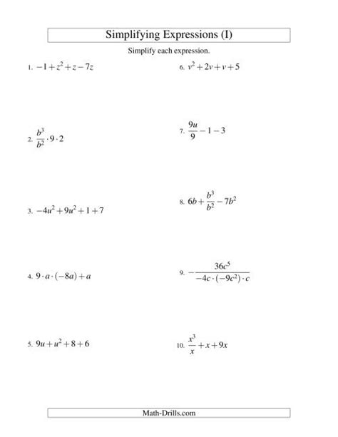 simplifying algebraic expressions with one variable and four terms all operations i