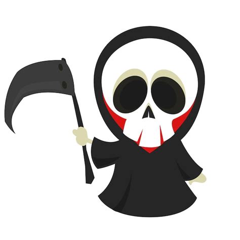 Premium Vector Cute Cartoon Grim Reaper Halloween Vector Illustration