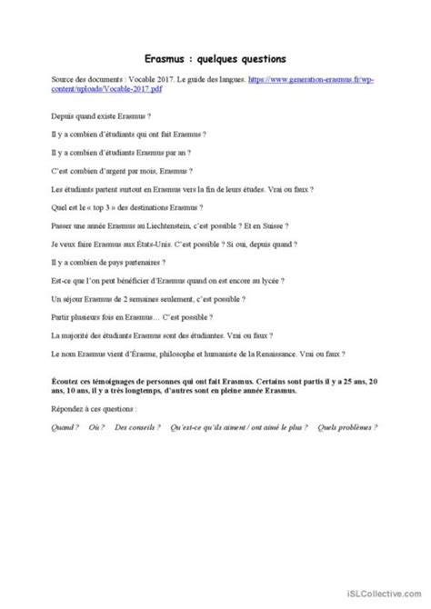 2 Erasmus Français FLE fiches pedagogiques pdf doc
