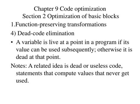 ppt chapter 9 code optimization section 0 overview powerpoint presentation id 4142229