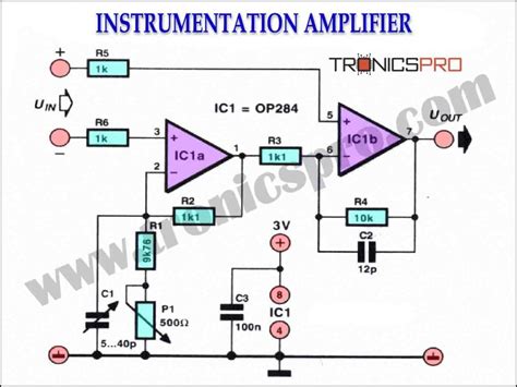 Instrumentation Amplifier Single Supply Circuit TRONICSpro