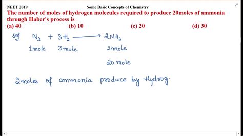 The Number Of Moles Of Hydrogen Molecules Required To Produce Moles