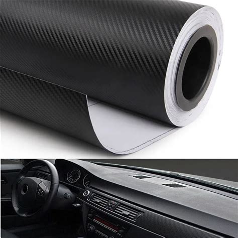 30x125cm Black 3D Carbon Fiber Texture Decal Dashboard Vinyl Wrap