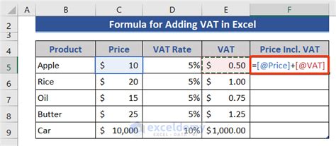 formula for adding vat in excel apply with easy steps exceldemy