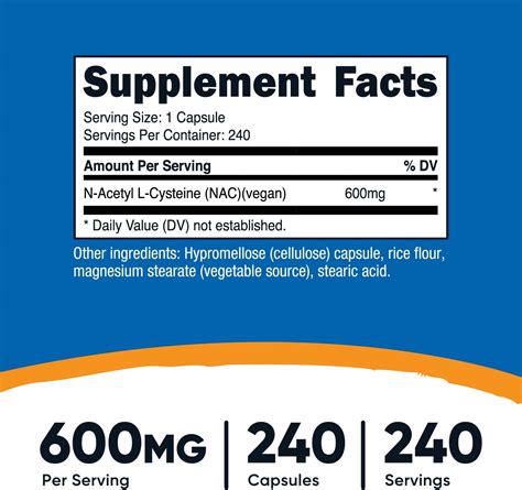 Buy Nutricost N Acetyl L Cysteine NAC 600mg 240 Vegetarian Capsules