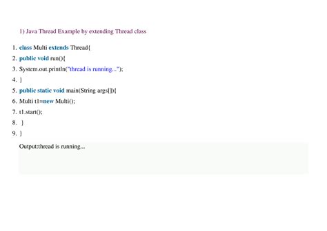 java multithreading examples java thread example by extending thread class class multi extends