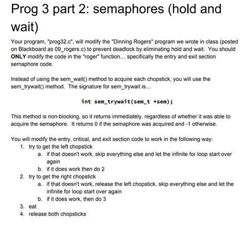 solved prog 3 part 2 semaphores hold and wait your