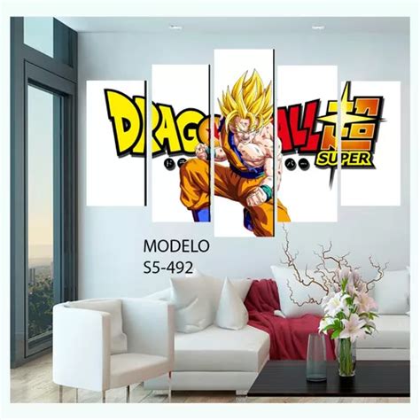 Cuadro 5 Piezas Decorativo Goku Dragon Ball Textura Meses Sin Intereses