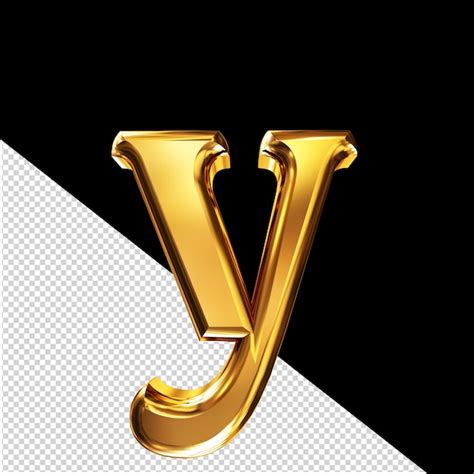 Símbolo 3d dorado con la letra biselada y Archivo PSD Premium