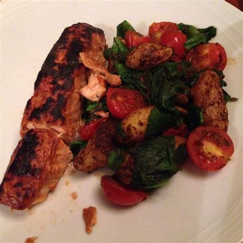 Salmon Fish Tikka With Sag Aloo Recipe