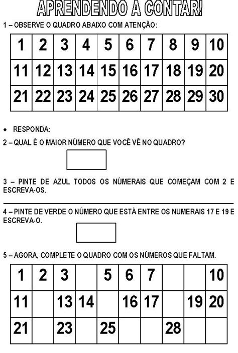 Numeros De 0 A 30 Atividades De Matematica Atividades De Alfabetizacao