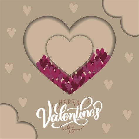 Happy Valentine Day Poster With Heart Shape Vector Illustration