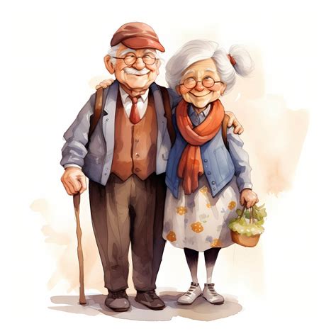 Schattige Oma En Opa Clipart Bundel Grappige Ouderen Cartoon Etsy