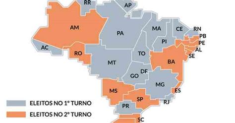 Veja o mapa dos governadores eleitos no 1º e no 2º turno em 2022