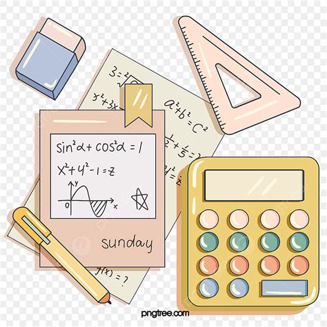 Elementos De Papelería Matemática Fresca PNG dibujos Clipart De