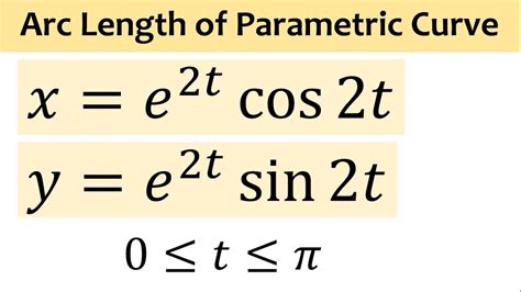 arc length of parametric curve x e 2t cos 2t y e 2t sin 2t t varies from 0 to pi