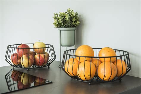 Grande Corbeille Fruits En M Tal Linea Noir