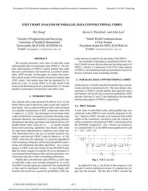 pdf exit chart analysis of parallel data convolutional codes