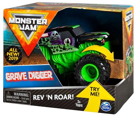 Monster Jam Rev N Roar Grave Digger Vehicle Damaged Package Spin Master
