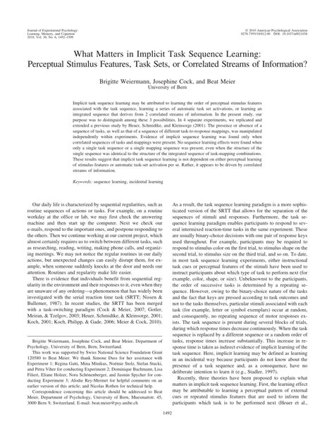 pdf what matters in implicit task sequence learning perceptual stimulus features task sets