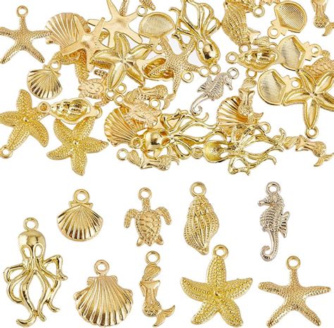 Amazon SUNNYCLUE 1 Box 54Pcs 9 Styled Gold Sea Charms Ocean Charms
