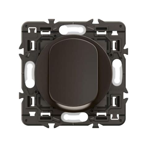 Poussoir lumineux 6A voyant fourni Céliane Noir avec support à