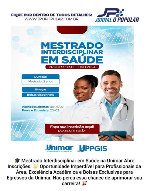 Mestrado Interdisciplinar Em Sa De Na Unimar Abre Inscri Es