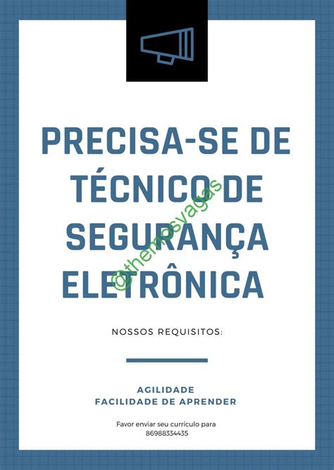 Técnico de Segurança Eletrônica Teresina PI 01 vaga s Themos