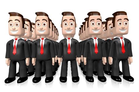 Muitos homens de negócios dos desenhos animados na ilustração 3d do