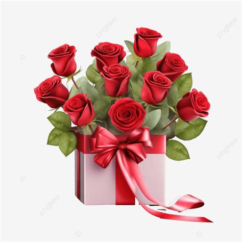 Realistic Red Roses Bouquet In Gift Boxes Happy Valentine S Day
