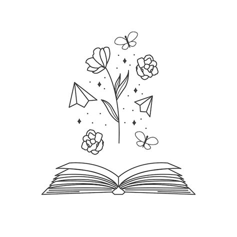 Diseño de logotipo de vector de libro mágico libro abierto con flores